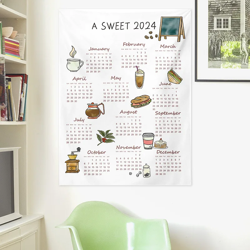 Copllent 2024 Calendar Hanging Cloth Wall Decoration 365 Day Calendar ...
