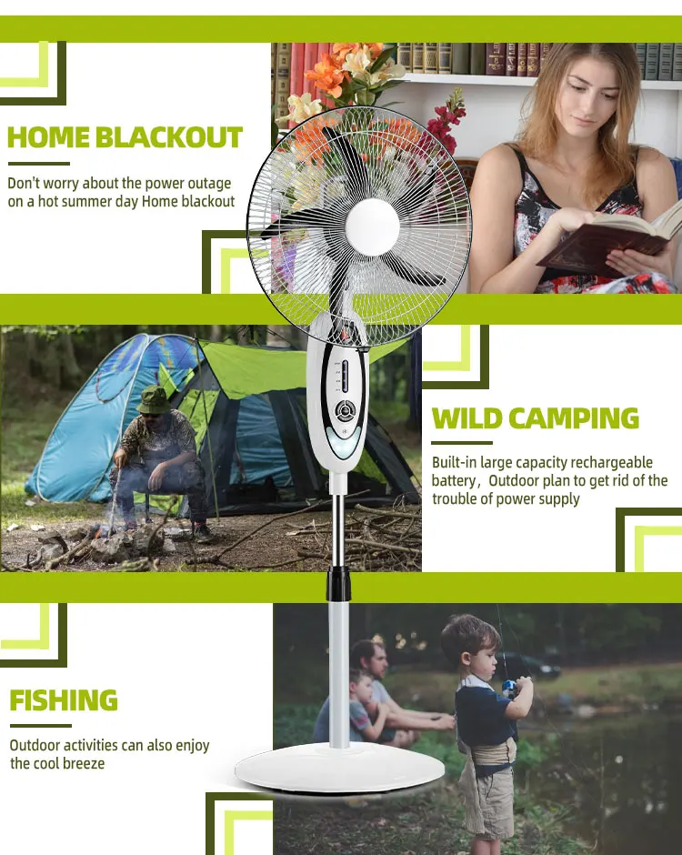 CHANGRONG Rechargeable Solar Powered Stand Fan with Remote