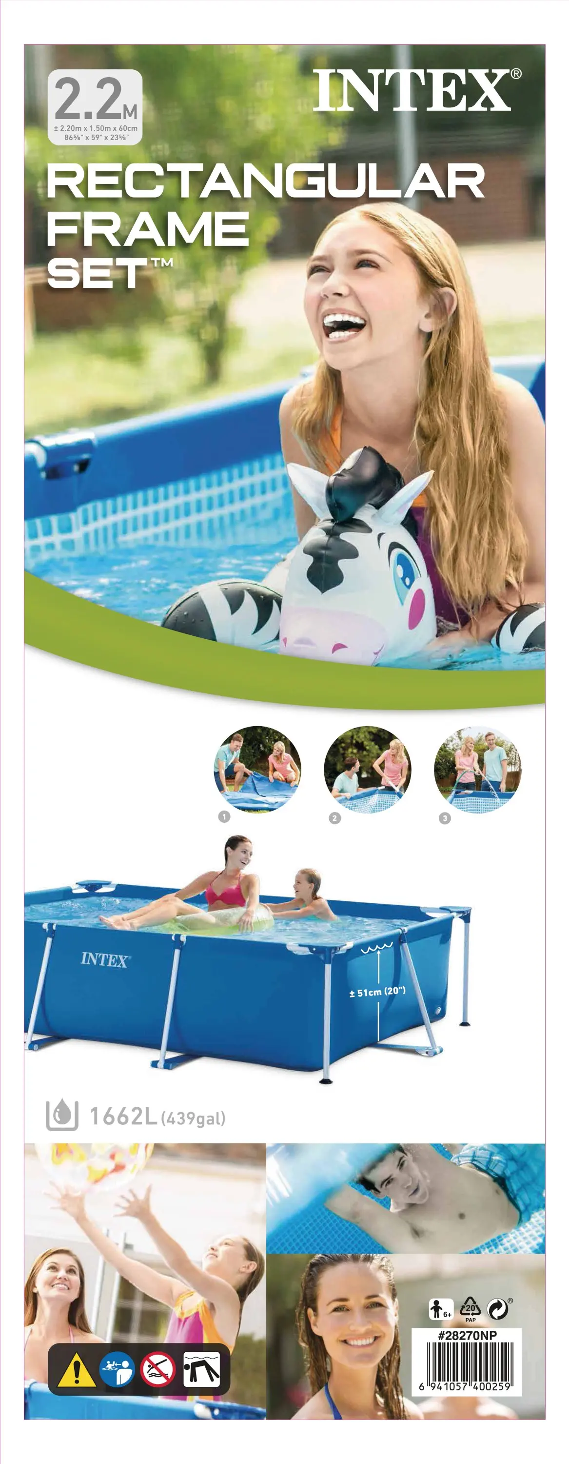 Intex 28270 Pool - Durable, Rectangular Family Swimming Pool