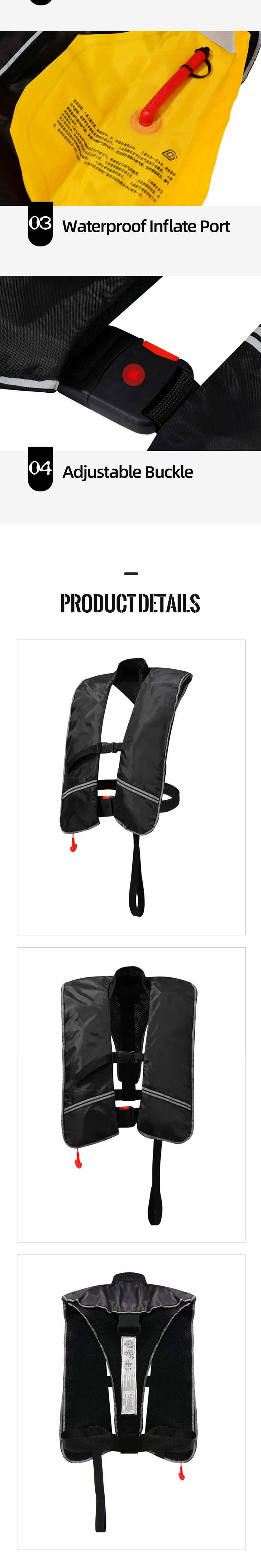 Manufacture Oem Black Swimming Safety Lifesaving Rescue Self Inflate