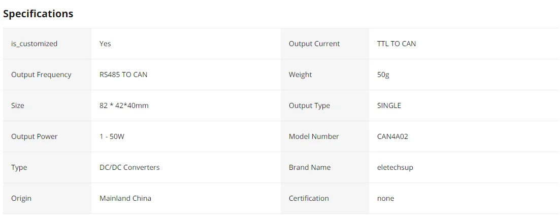 CAN to RS485 RS232 RS422 Converter - Transparent Data Transmission