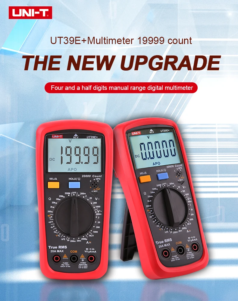 UNI-T DC 1000V 4000 Counts Transistor HFE Digital Multimeter with ...