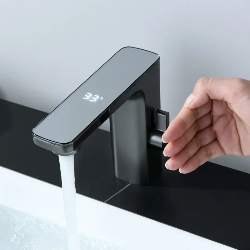Luxury Mixer Smart Digital Water Faucet Touchless Bathroom Taps Sensor ...