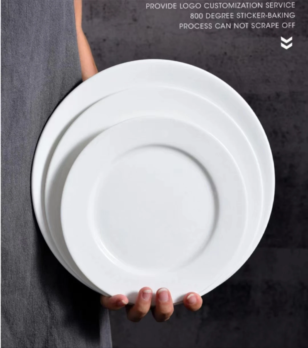 Different Sized White Flat Plate Set For Catering Restaurants Wedding ...