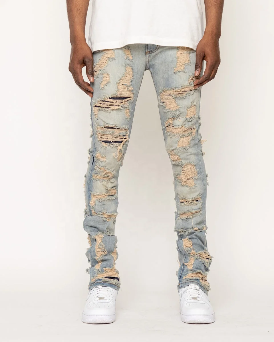 High-quality Street Wear Hip Hop Vintage Denim Ripped Men Flared ...
