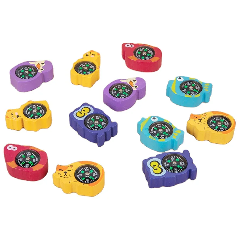 2024 The New Wooden Cartoon Compass Science Educational Teaching Toys ...