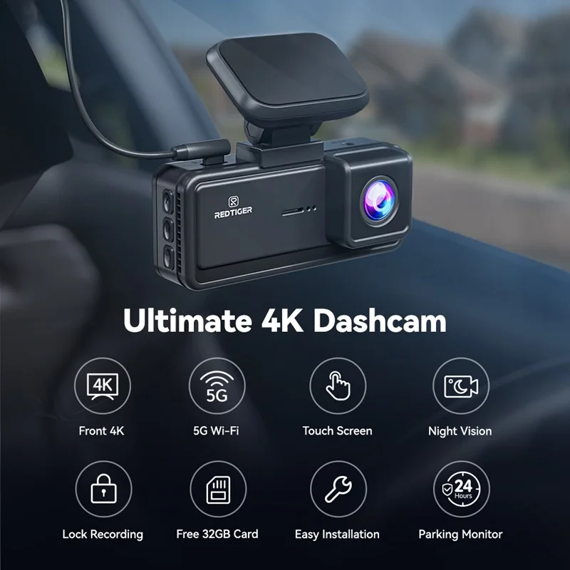 Redtiger F8 Touch Screen 4k Wifi Front Dash Cam Car Black Box Video ...