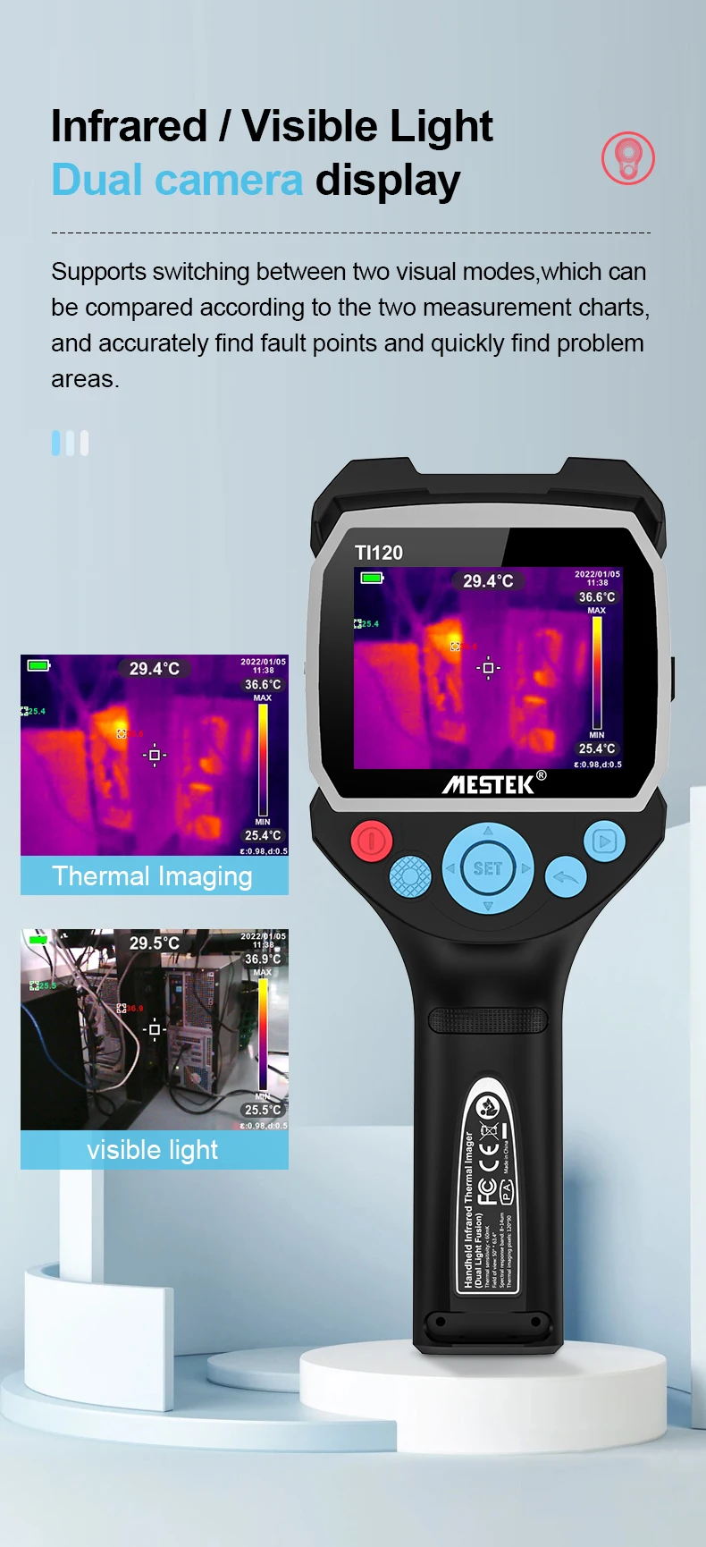 Mestek Handheld Temperature Thermal Imaging Camera -20~400C Color ...