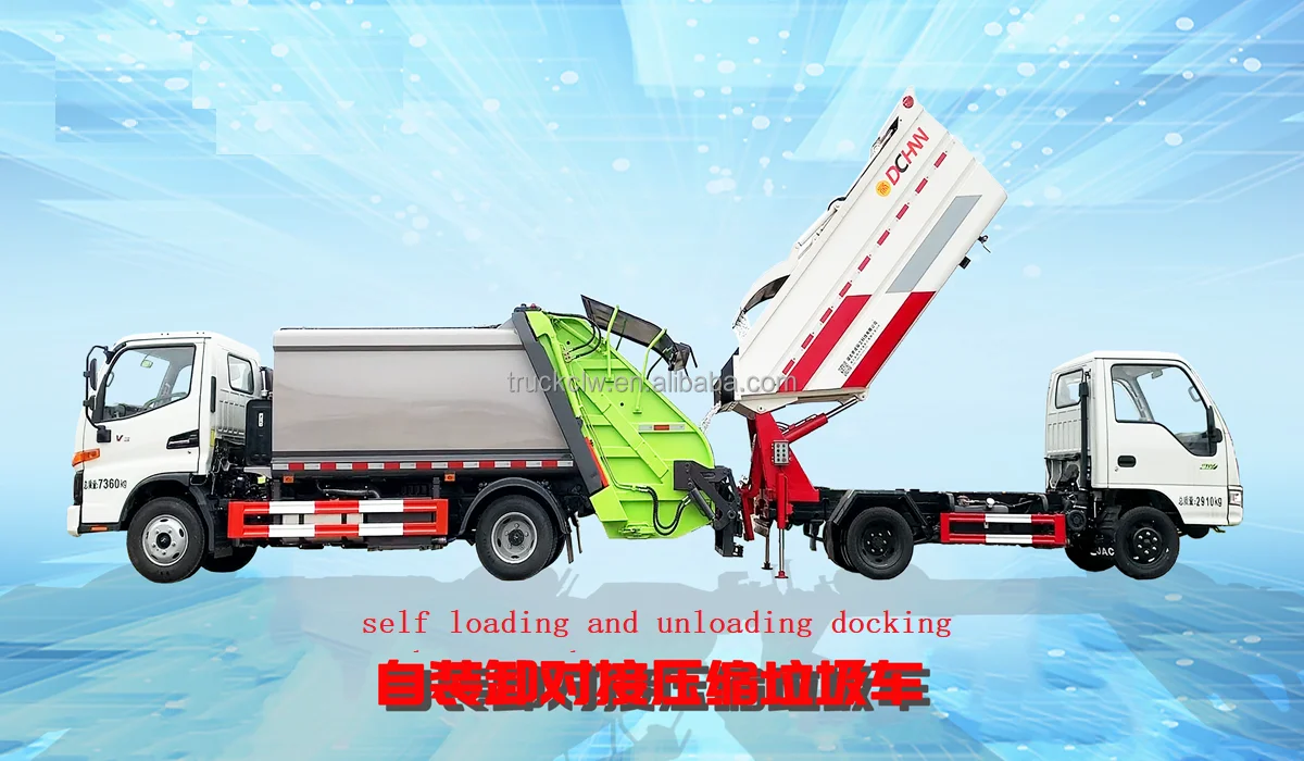 Mini Compression Lifting Side Bins 3cbm Garbage Compacted Trucks Rear ...
