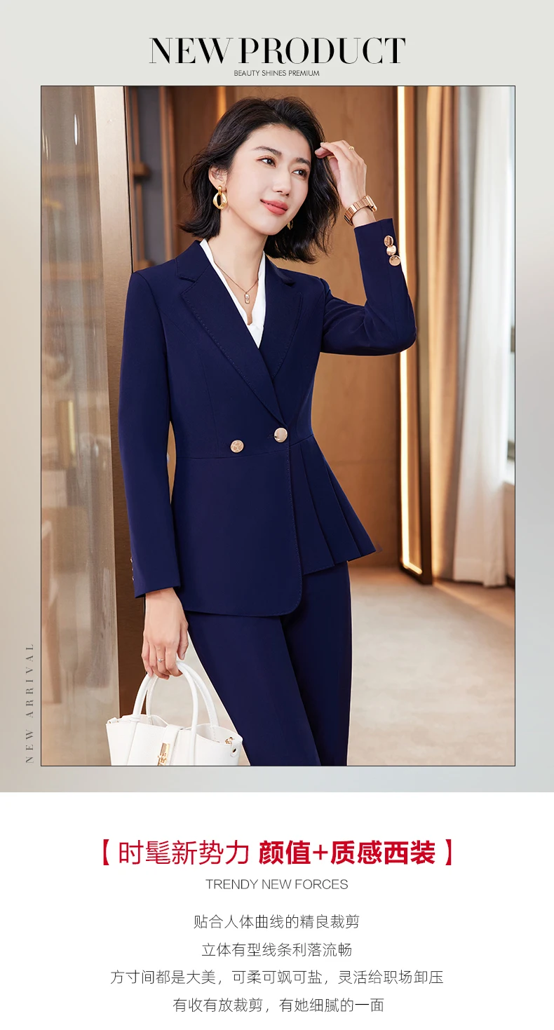 Ladies Office Long Sleeve Blazer Set Office Formal Two Piece Pants Set ...