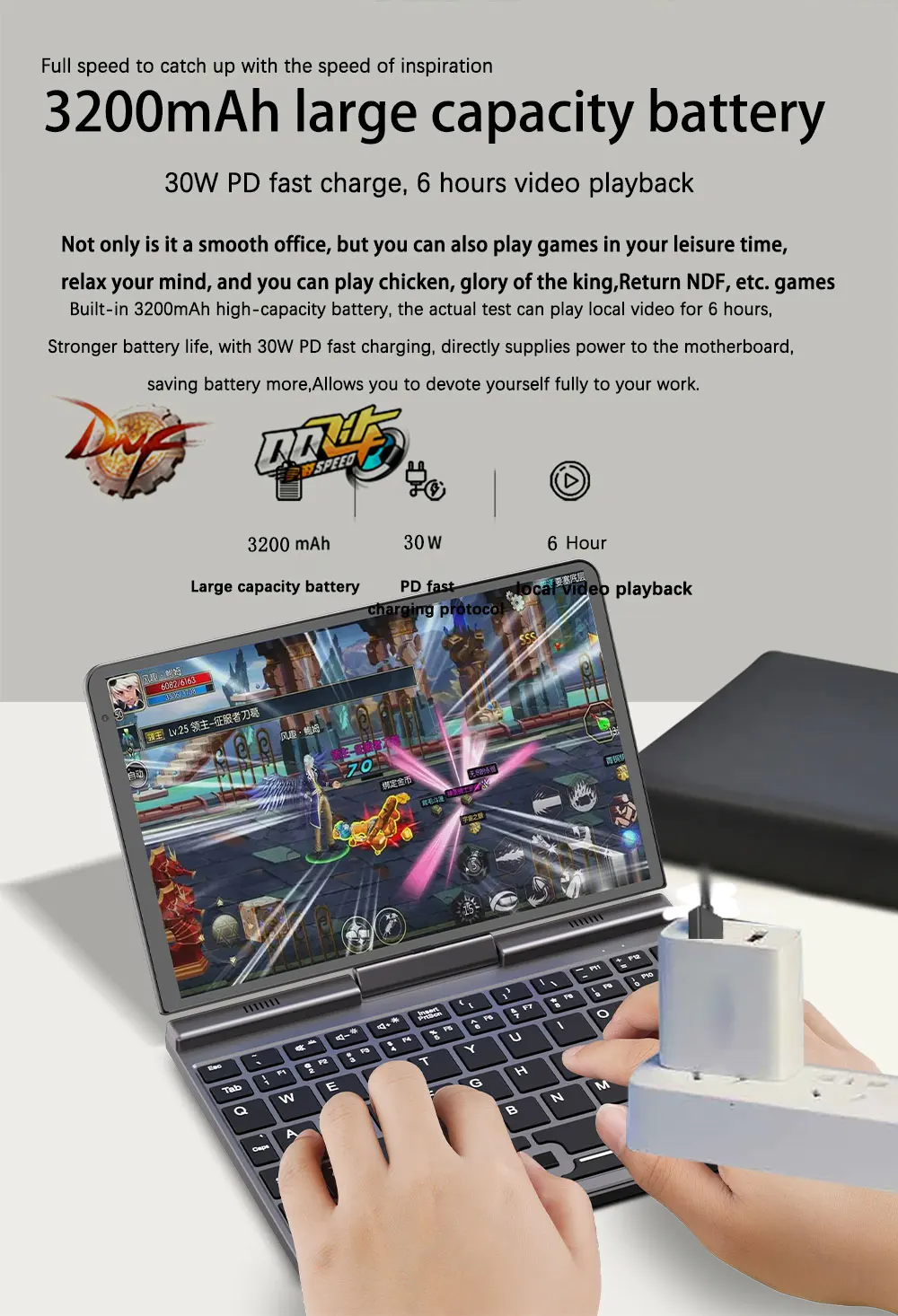 8 Inch 2 in 1 Laptop 360 Degree Rotary Touch Screen Laptop Computer Win ...