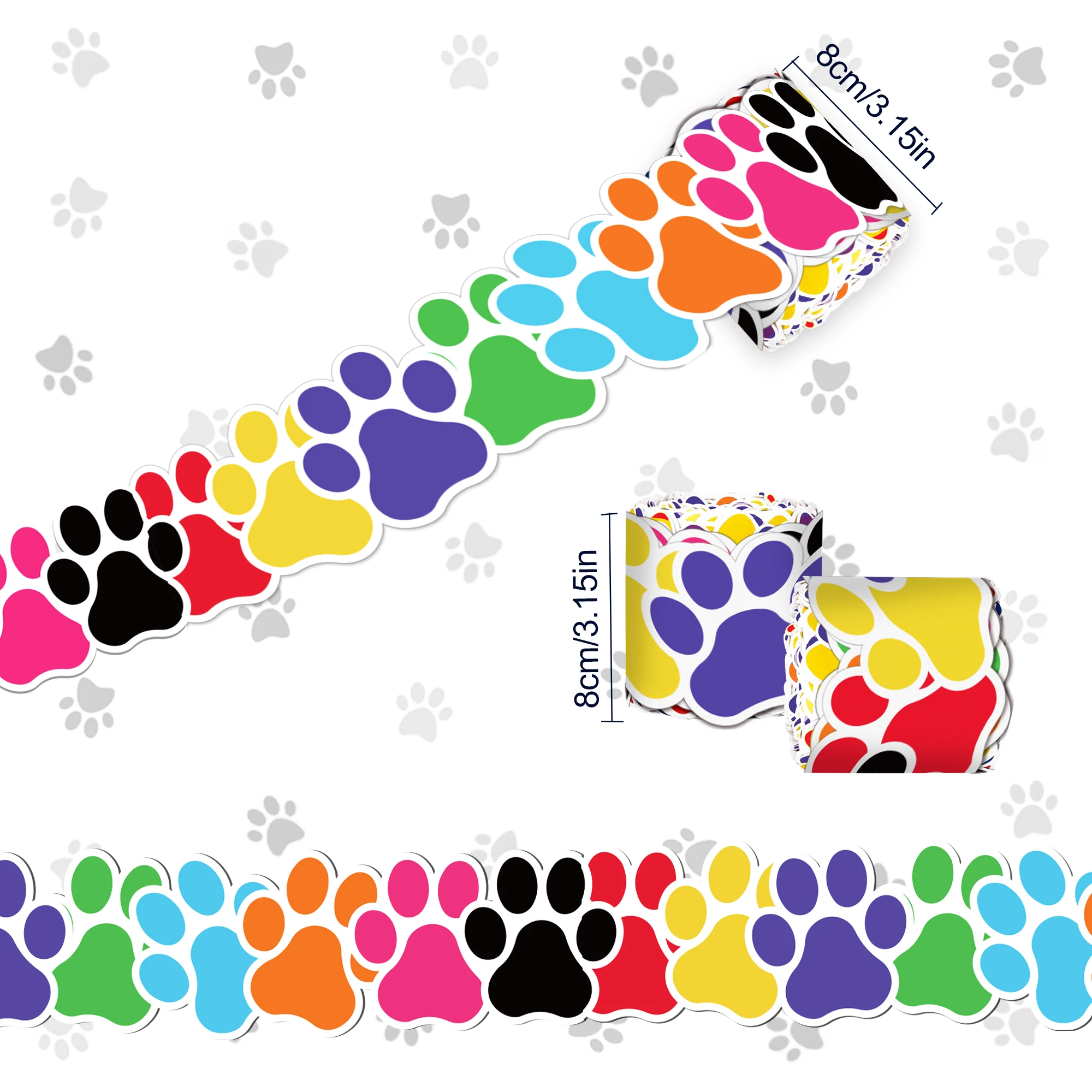 Huancai Paw Print Bulletin Board Border Trim Stickers Roll Self ...
