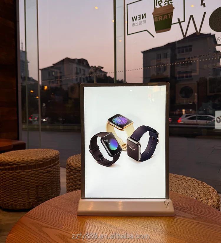 Rechargeable Advertising Slim Led Light Boxes Table Stand Menu Display ...