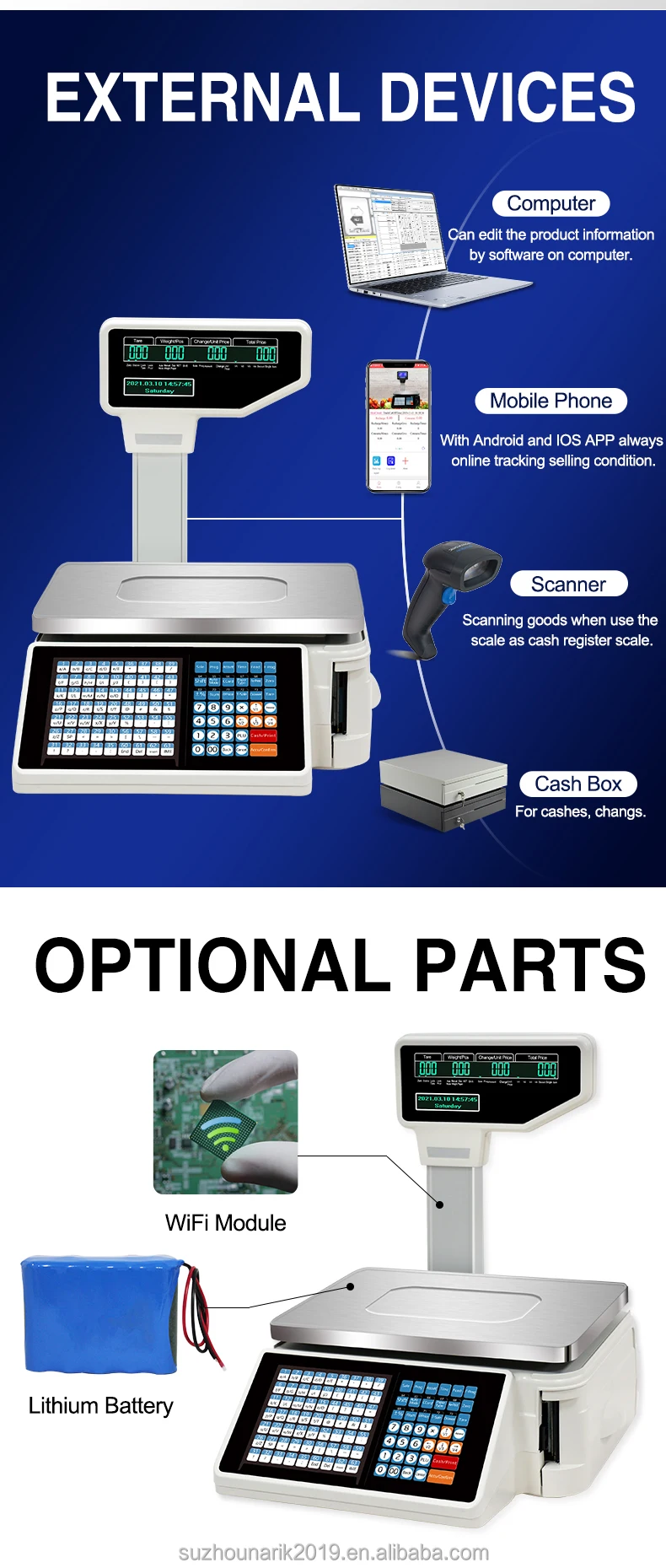 NVK TMA Barcode Label Printing Scale - Digital Weighing Scale 30kg with ...