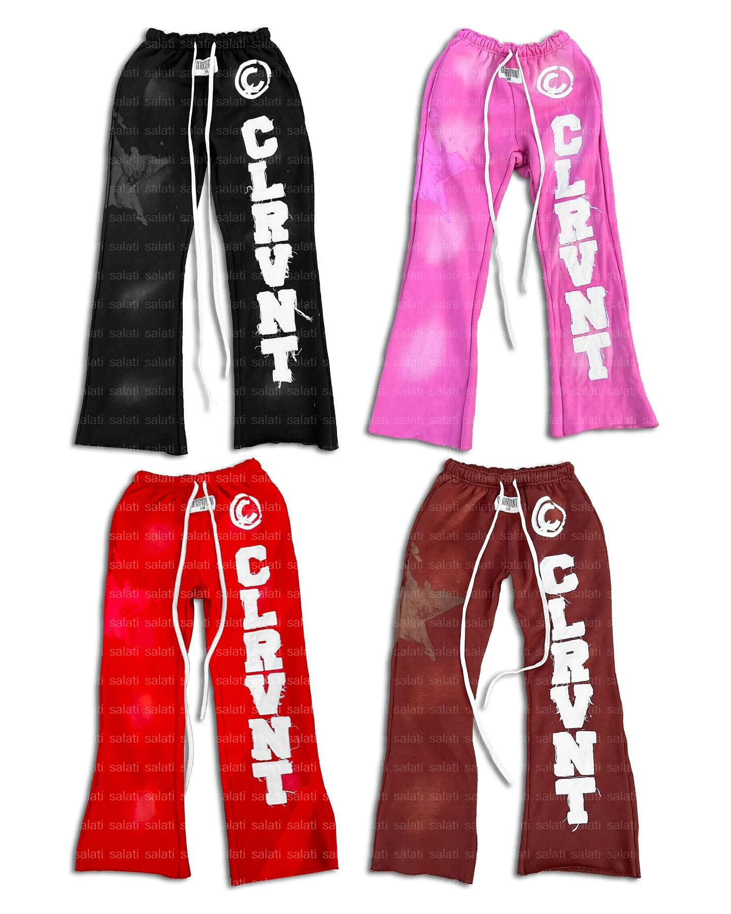Custom Men Flare Sweatpants And Hoodie Set Embroidery Acid Wash ...