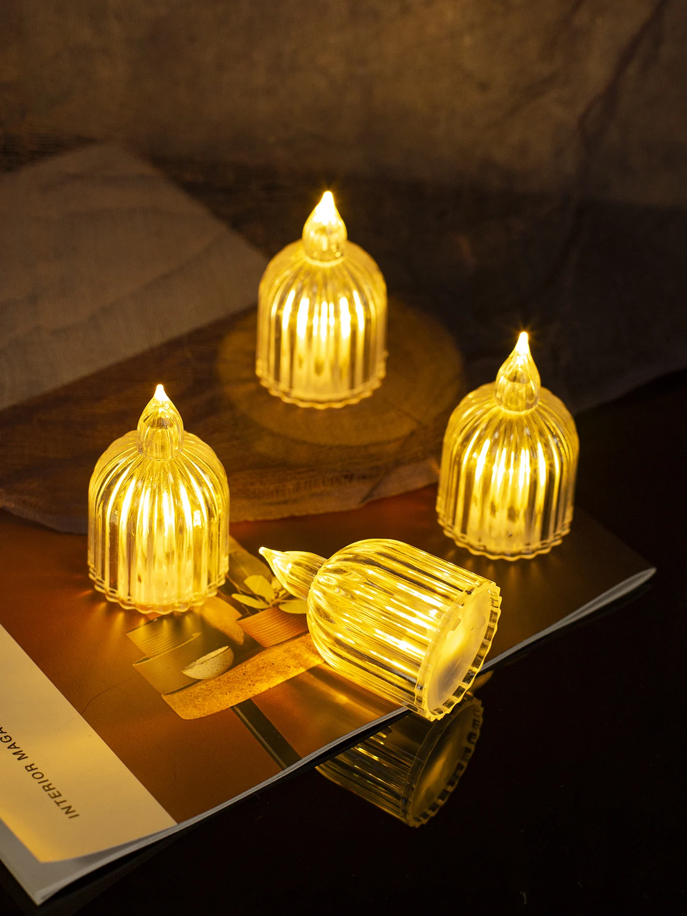 Transparent Plastic Circular LED Candle Small Night Light Family Home ...