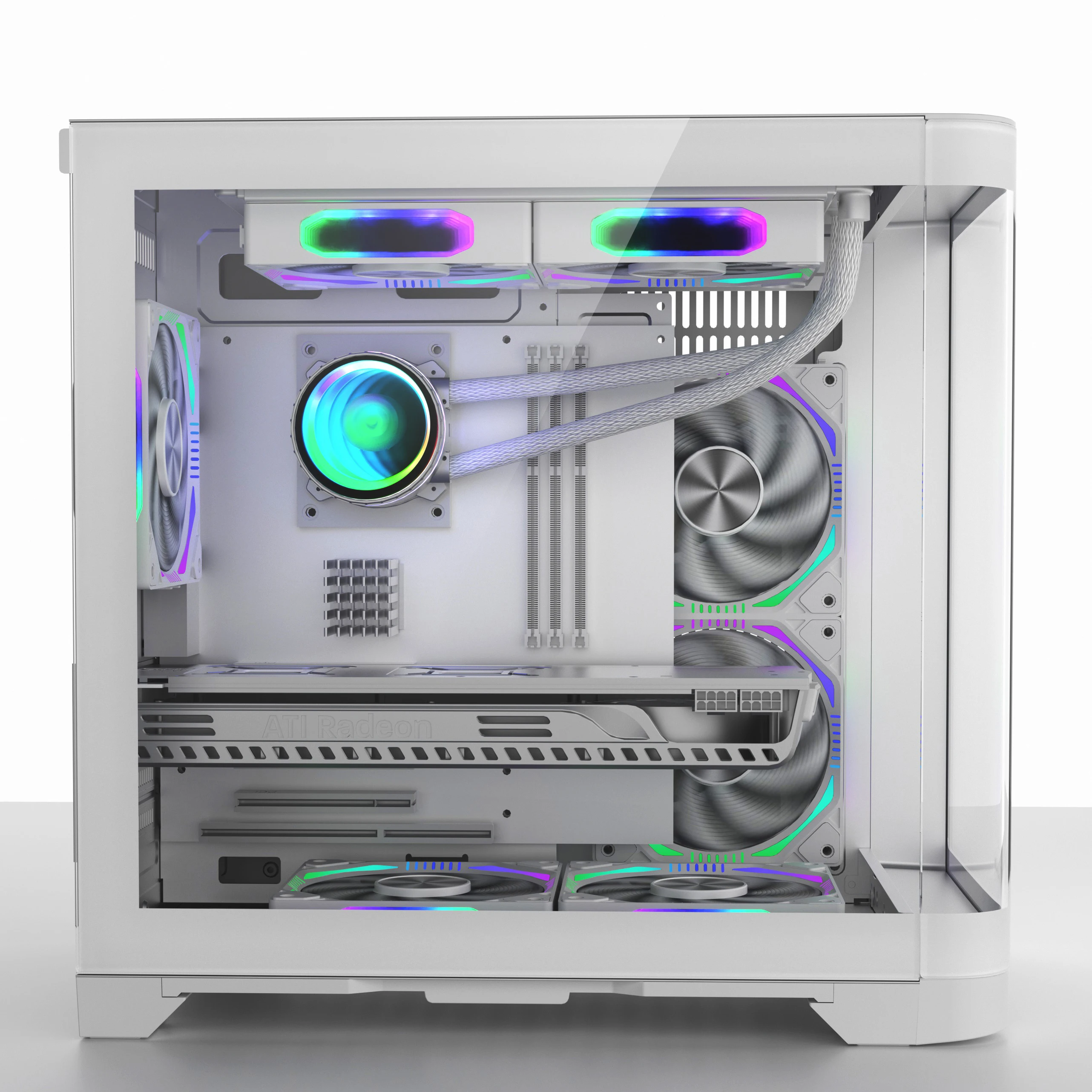 Factory New Design White Matx Gaming Pc Case Desktop Chassis Curved ...