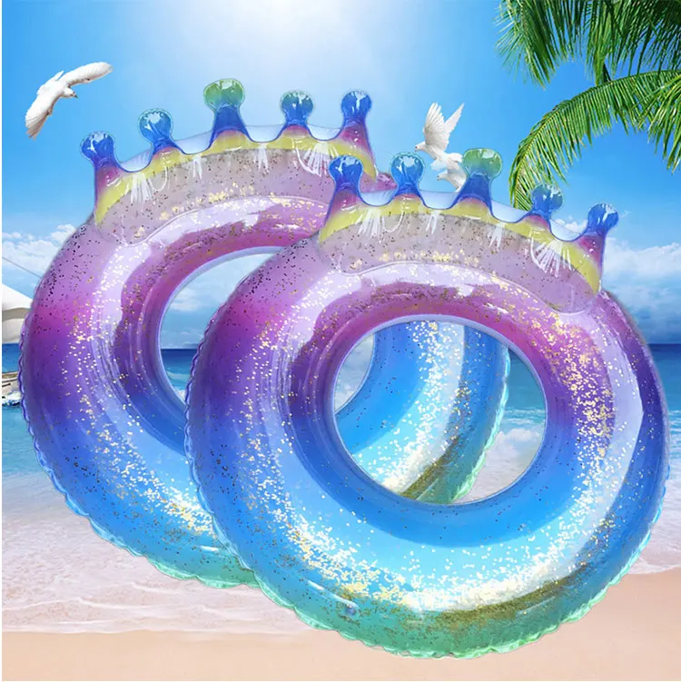 Rainbow Crown Swim Ring Summer Party Rainbow Crown Pvc Swimming Ring ...