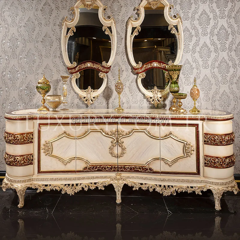 European Royal Dining Table Set 6 Seater Luxury Solid Wood