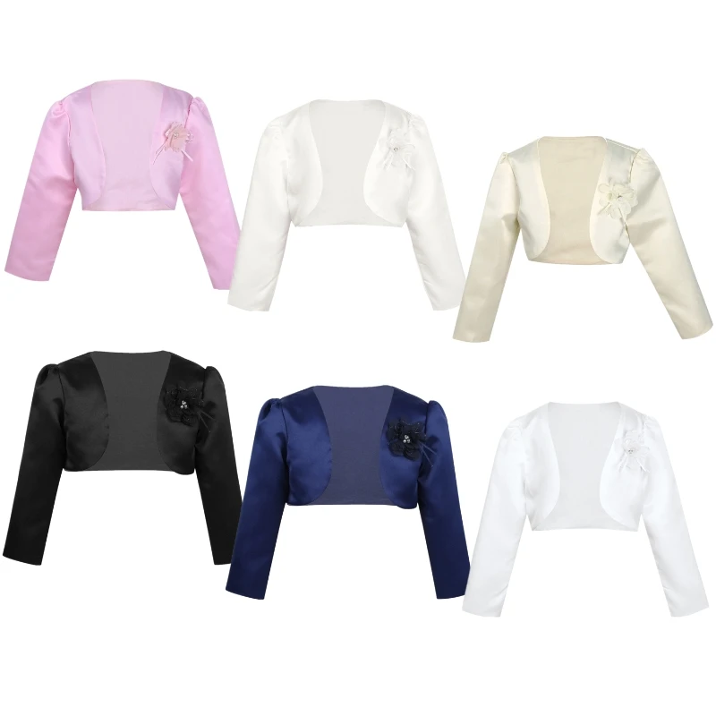 Kids Girls Long Sleeves Bolero Sweater Dress Cover up Jacket Shrug ...