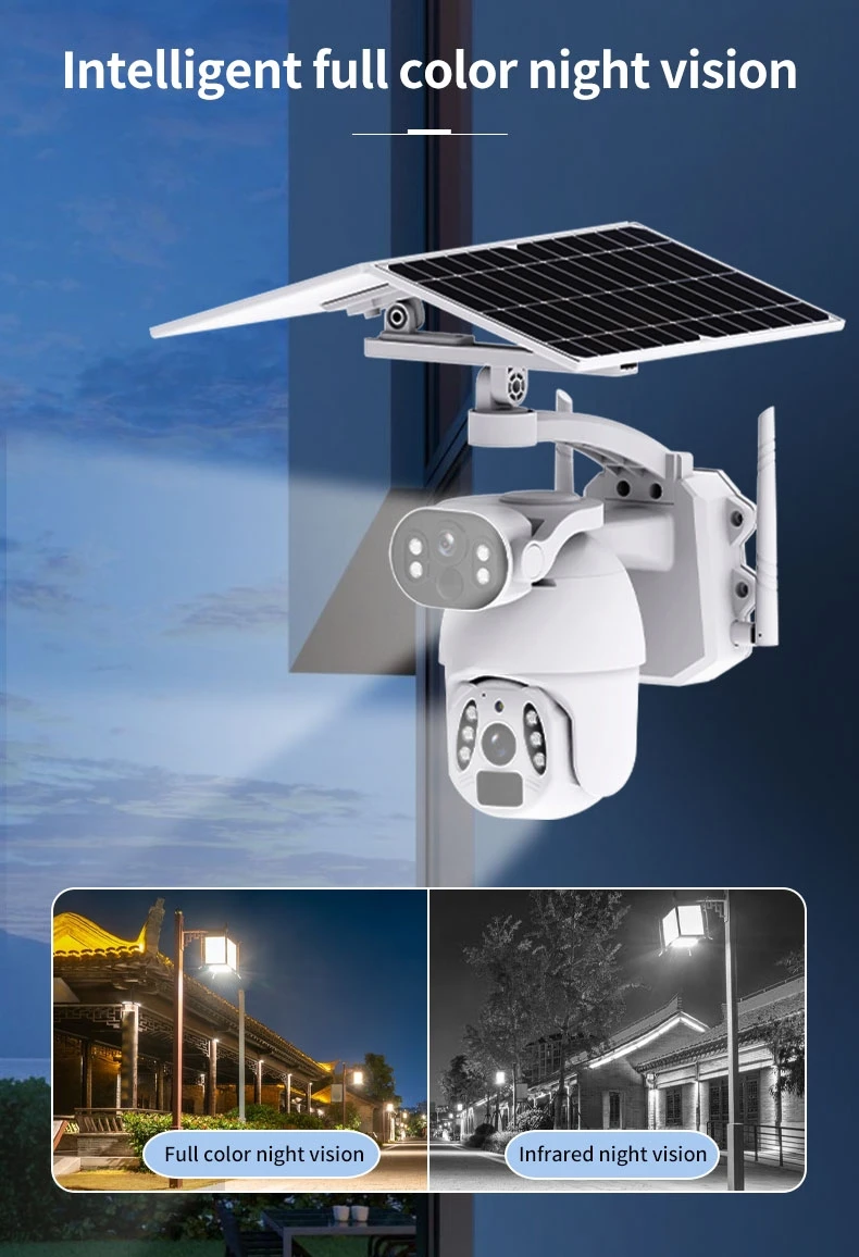 Outdoor 6MP PTZ 3K Wireless Solar Camera Dual Lens Alarm PTZ 12W Dual ...