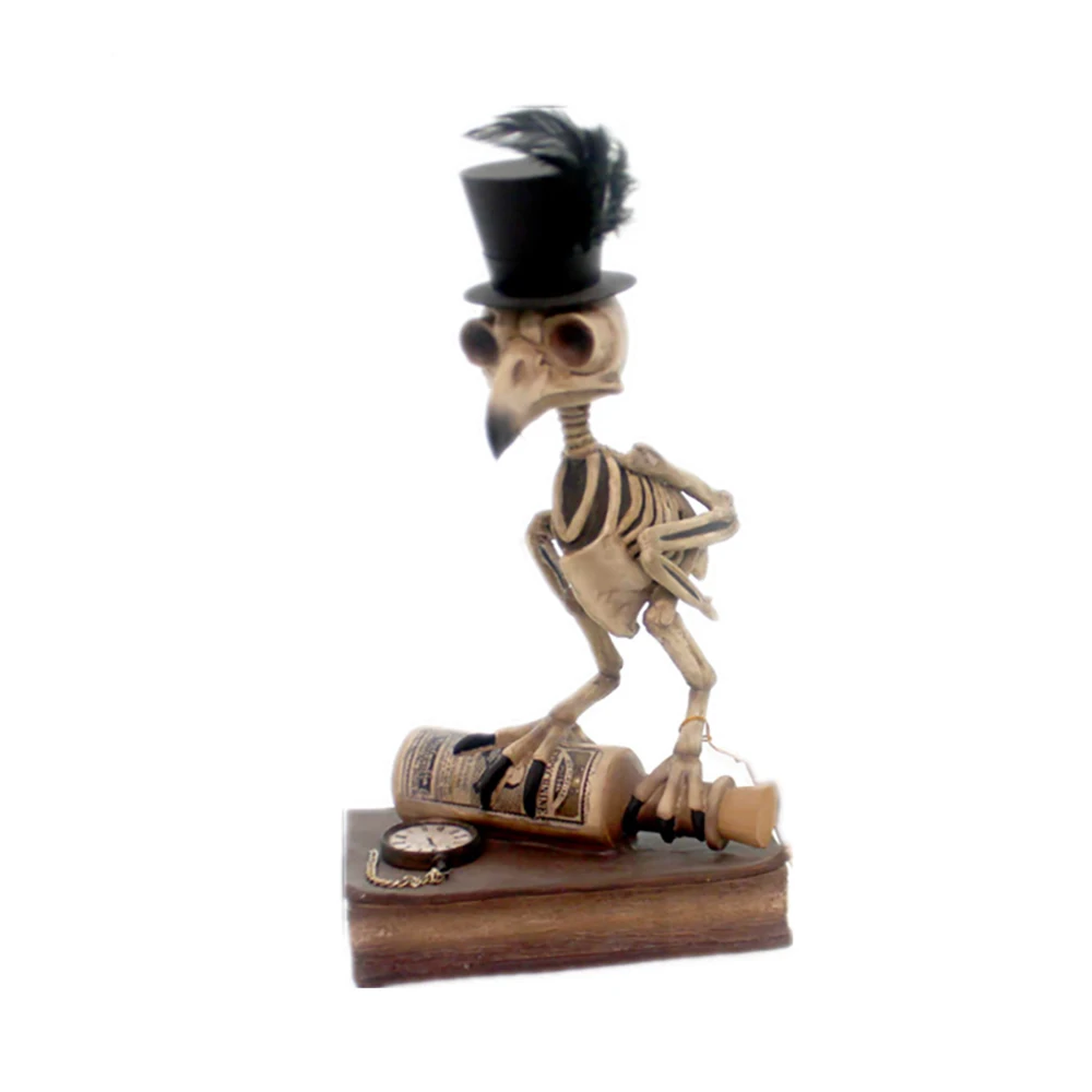 Adorno de resina antiguo para Halloween, figura de esqueleto de búho ...