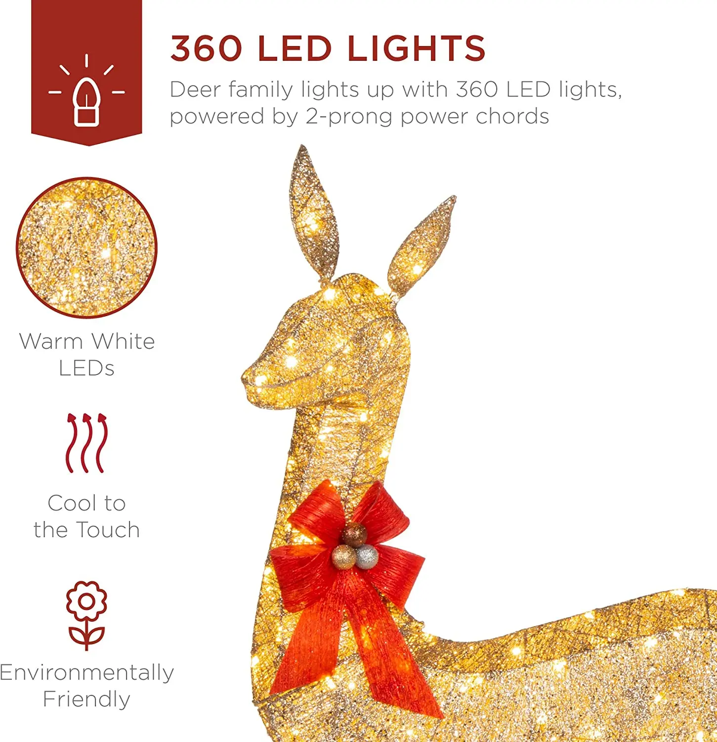 Glowing Christmas Wire Deer Set - LED Lights & Decorations