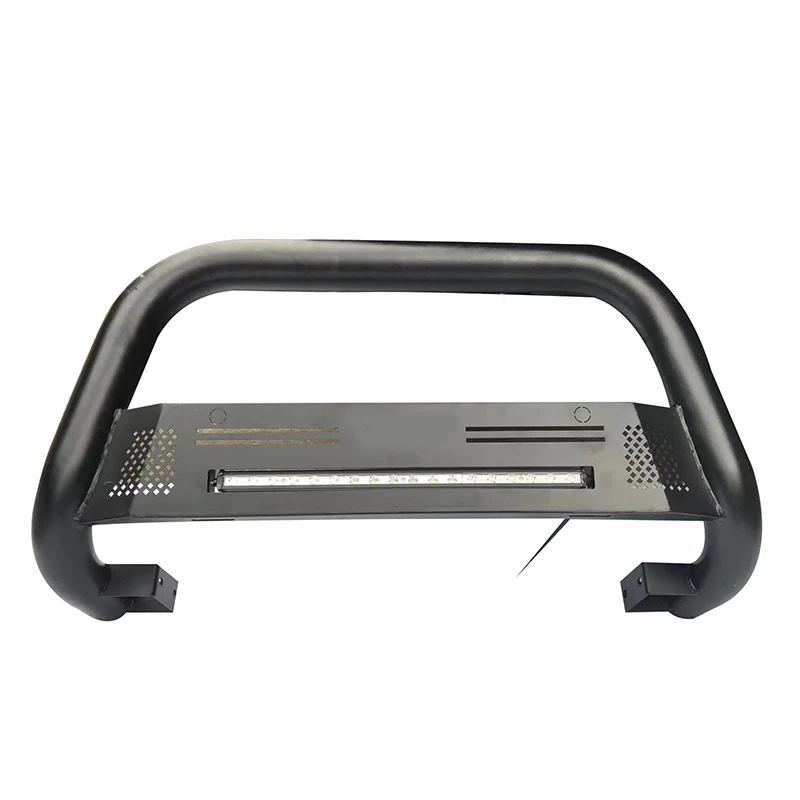 Custom Black Carbon Iron Bull Bar Crash Bar with Skid Plate Leds Front ...