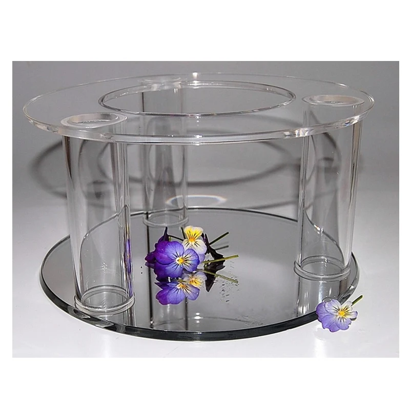 Round Mirror Base Wedding Cake Stand Circular Acrylic Cake Table Tube ...