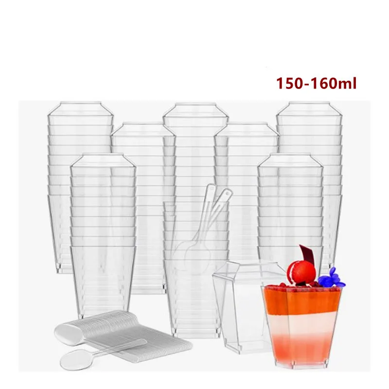 NH Custom clear Disposable Plastic PS Dessert Cup With Lid.2 3 4 5oz ...
