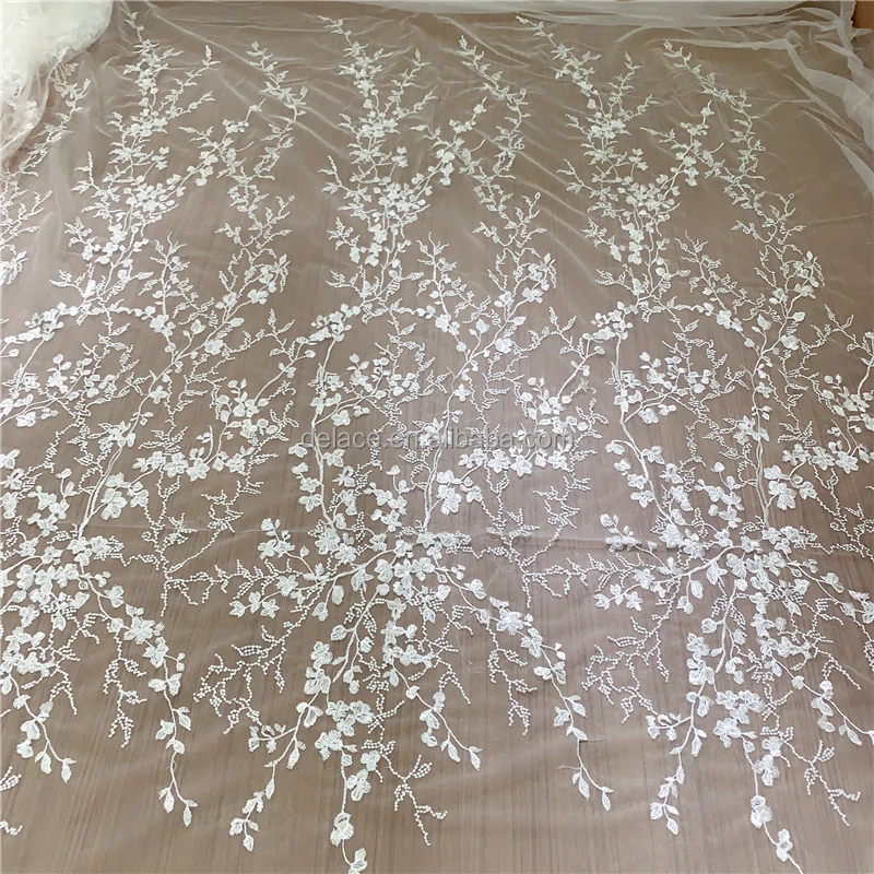 Delace Floral Embroidery Lace Adorn With Flower Plants For Bridal Lace ...