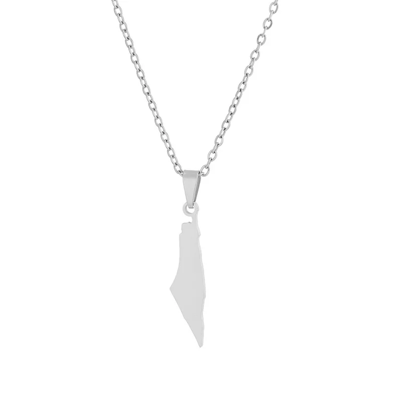 Nuoro Enameled Israel Palestine Map Chain Necklace For Unisex Stainless ...