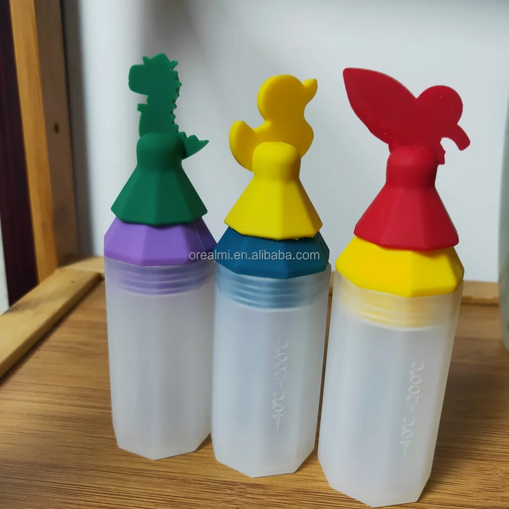 4pcs of 14ml Round Shape Cute Animal Sauce Container Durable Plastic ...