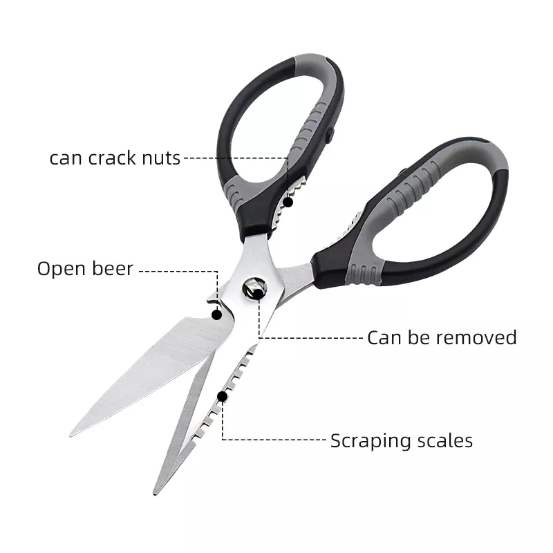 6 In 1 Japanese Stainless Steel Multi-function Tpr Handle Houseware Shears Meat Cutting Heavy ...