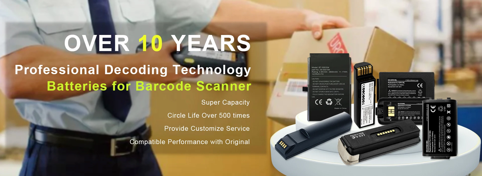 Lithium Ion Battery for Zebra DS8178 Scanner - 3.7V 2600mah