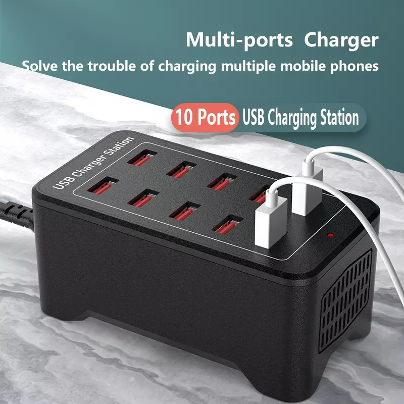 100V-240V 100W 10 Port USB Charger Multi Ports Fast Charging Station ...