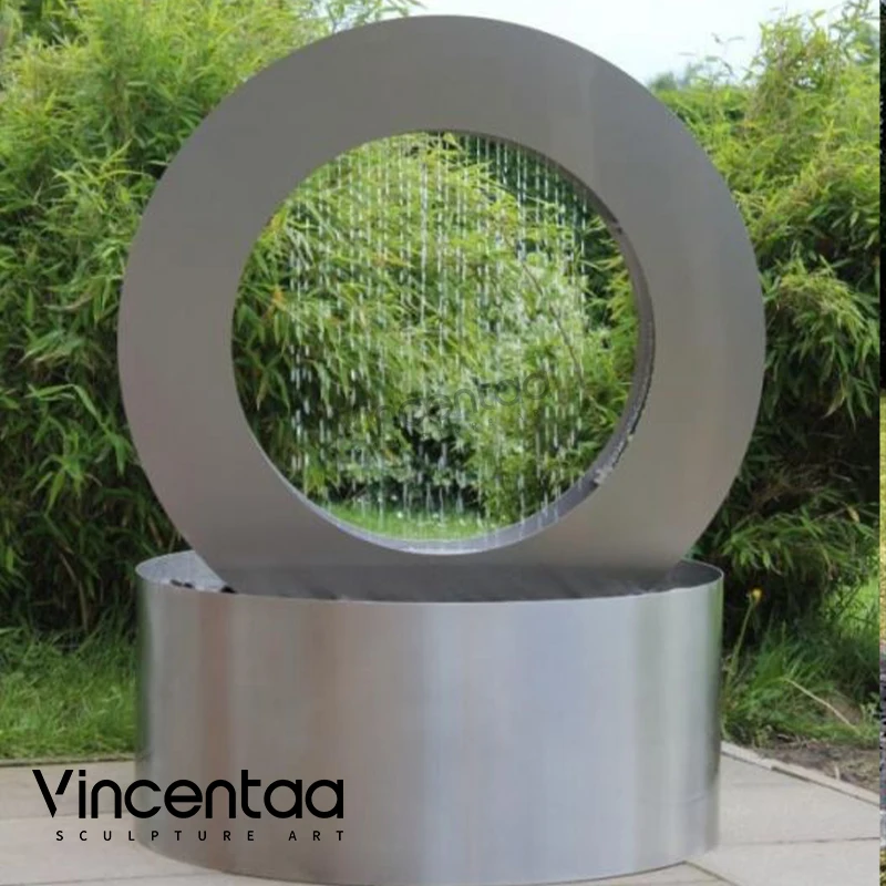 Stainless Steel Outdoor Fountain - D200cm Circle Design