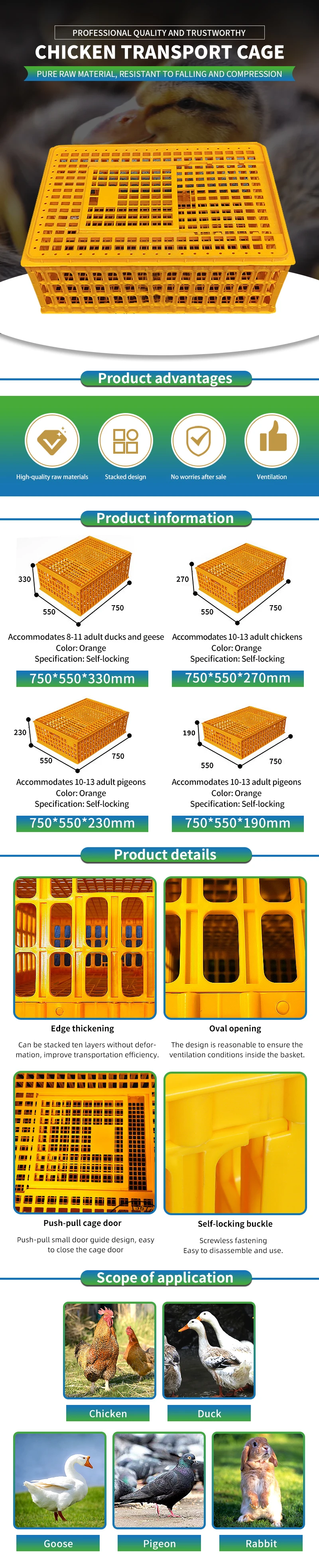 Crates Plastic Transport Cage for Chicken/Hen Cages Poultry Chicken ...