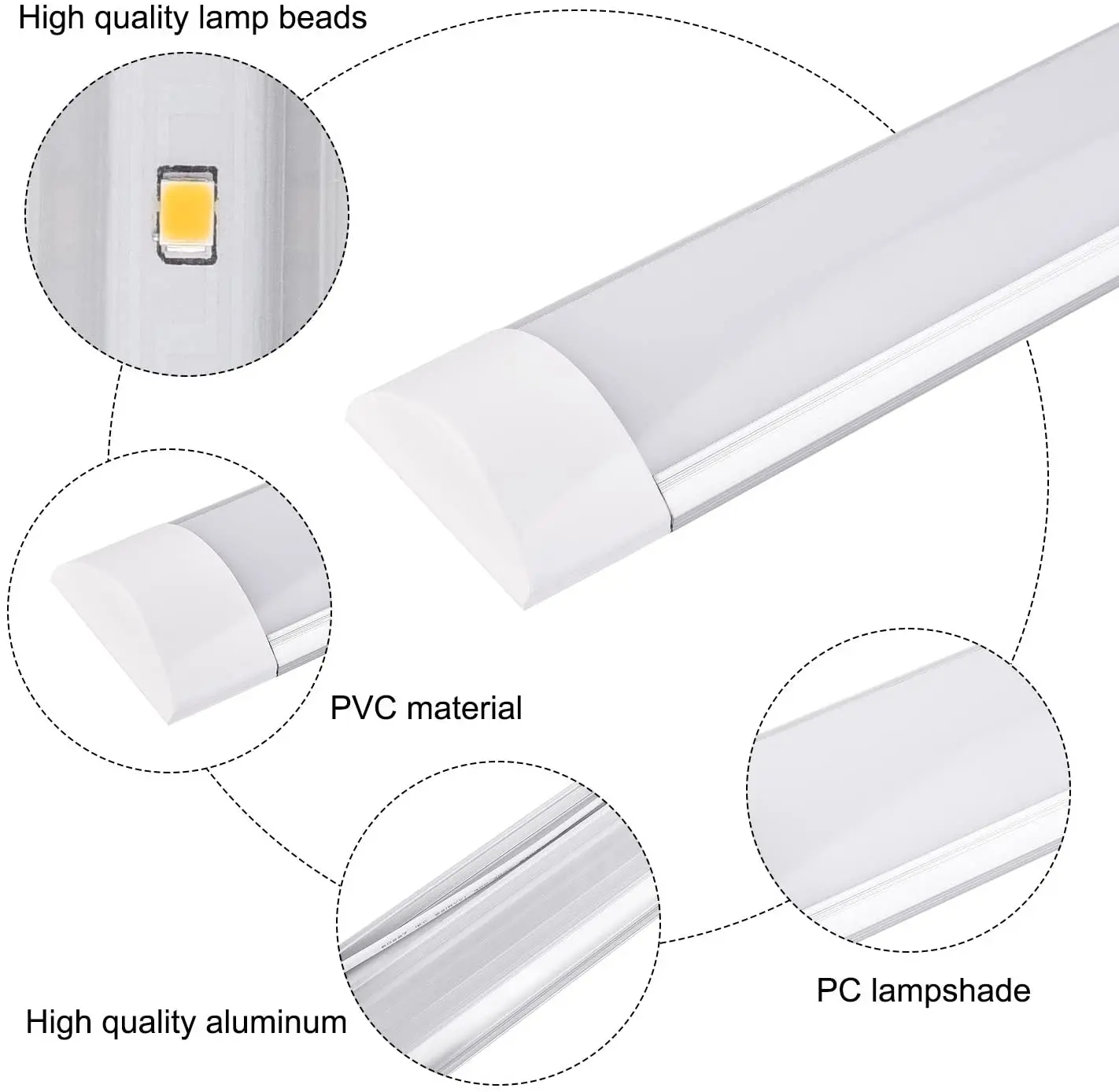 2FT 3FT 4FT LED Batten Tube Light - 36W Garage Ceiling Lamp for Shops ...