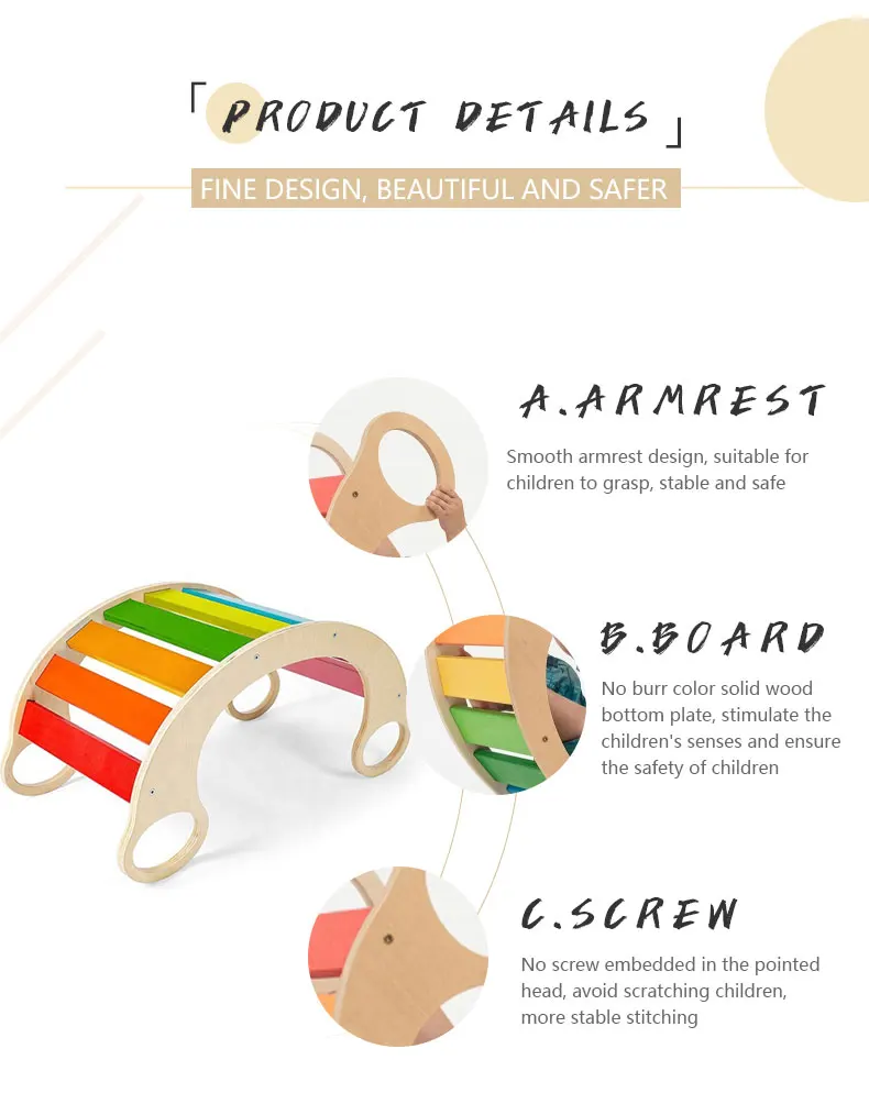 Xiha Montessori Rainbow Rocking Chair Climber Swing Balance Board ...