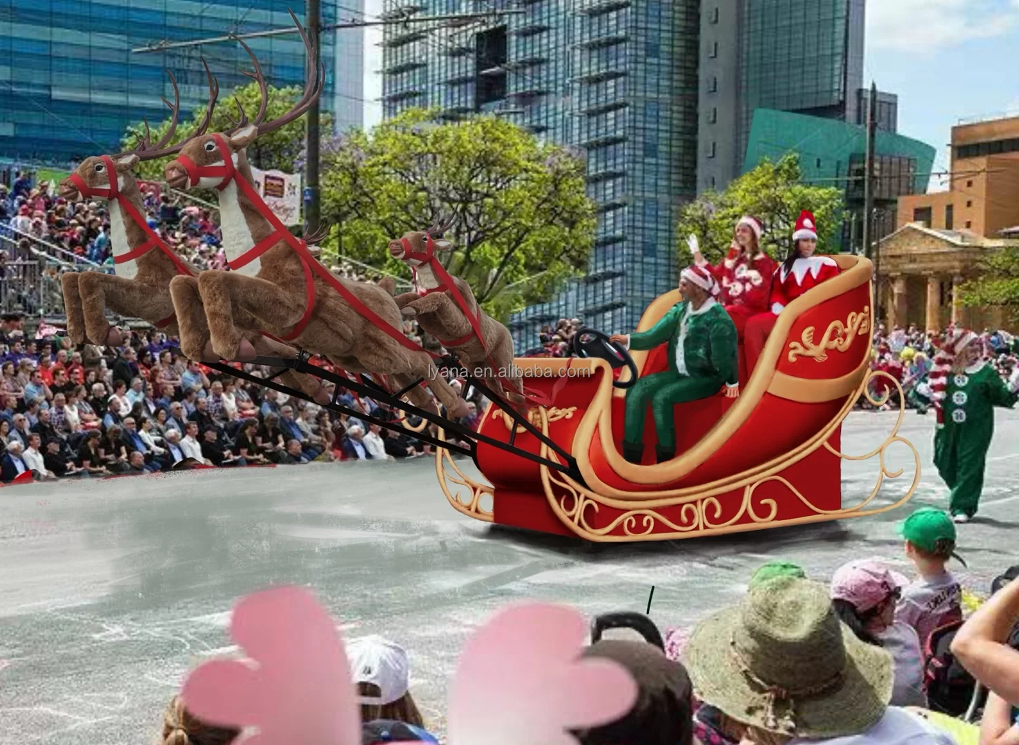 Santa Claus Sleigh - Life Size Fiberglass Christmas Decor