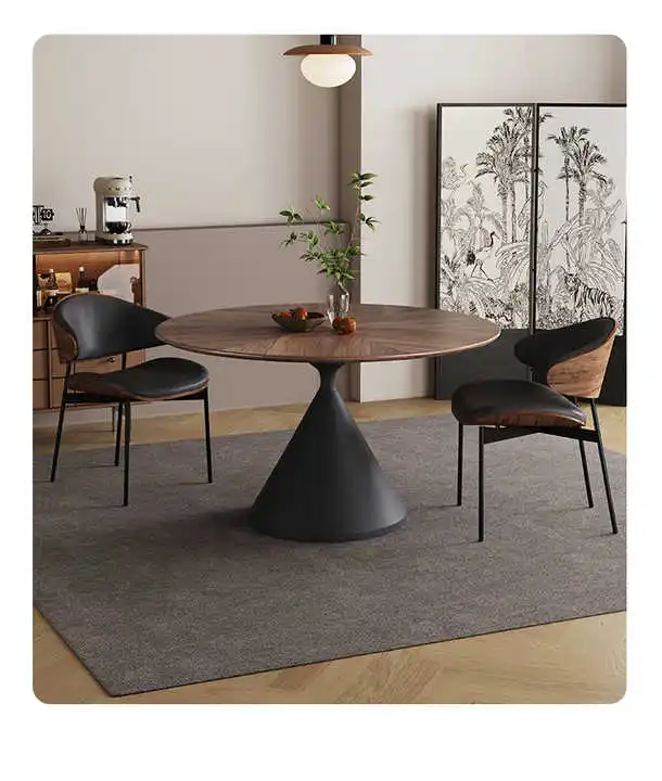 Modern 8-Seater Dining Table Set Retro Round Home Solid Wood Chair ...