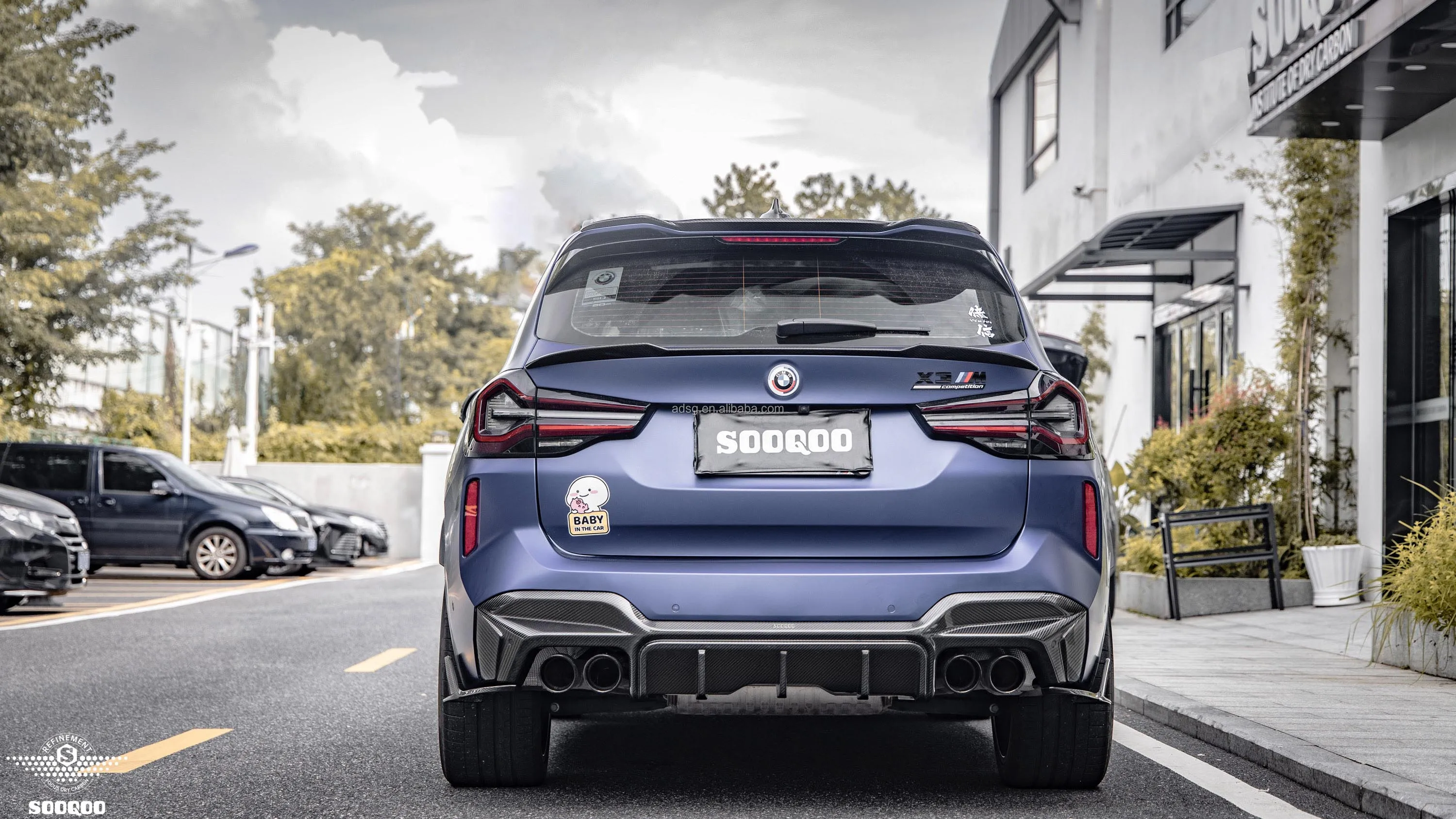 For BMW X3M F97 Rear Diffuser Dry Carbon Fiber Gloss Carbon Rear Bumper ...