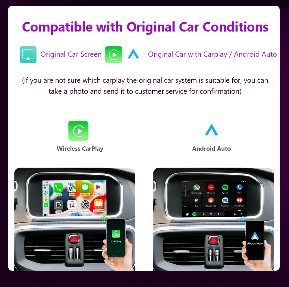For Volvo V40 2015-2019 Android Auto Interface Decoder Wireless Apple ...
