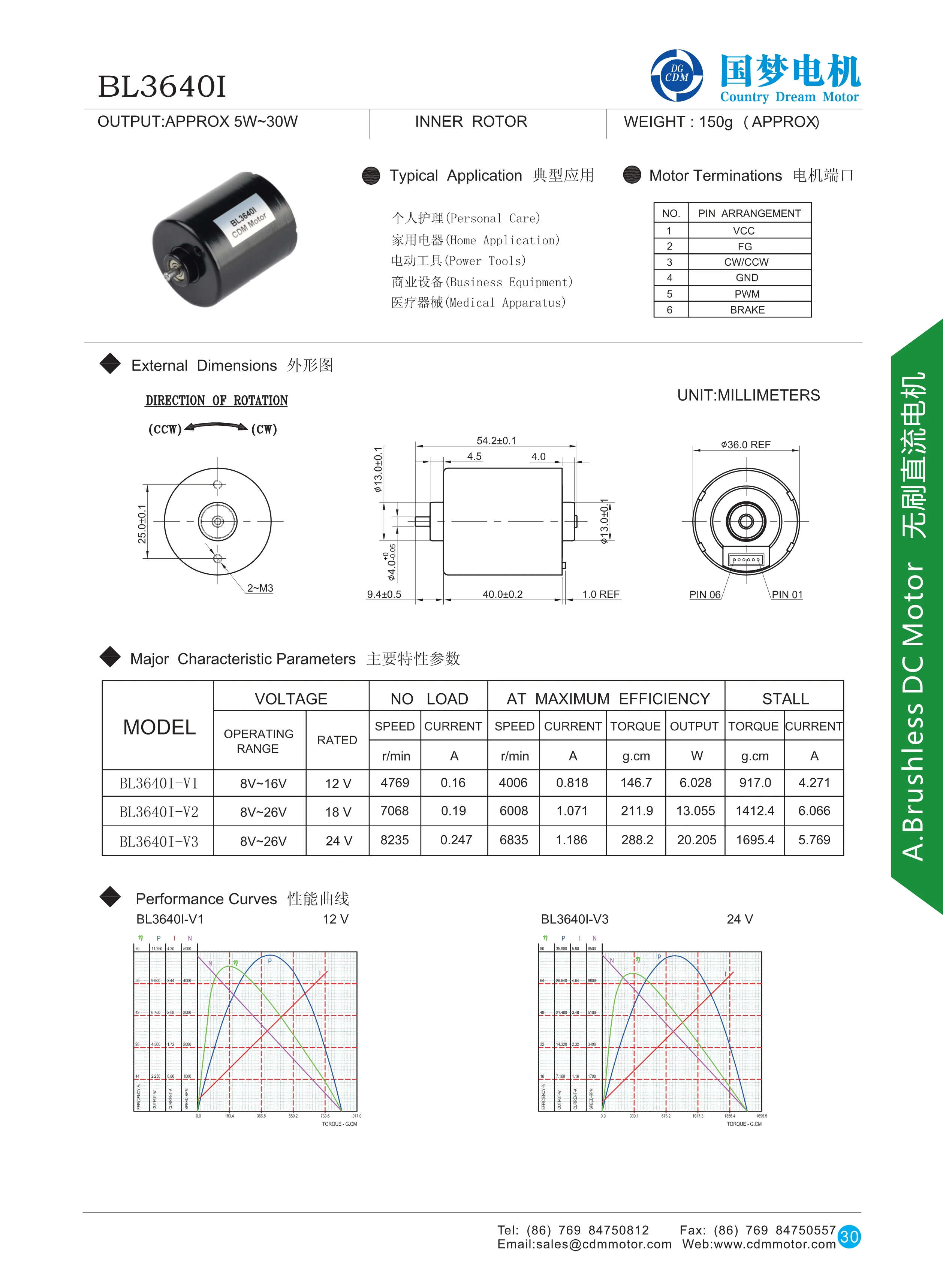 Bldc3640 Dc24v 6000rpm 20w Brushless Dc Motor For Water Pump - Buy ...