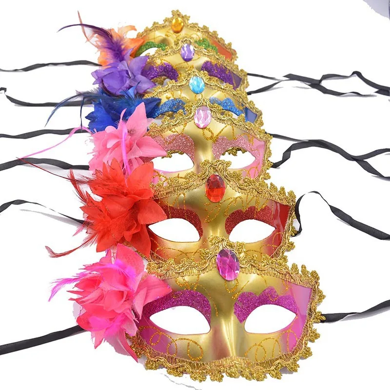 Luxury Gold Background Painted Little Beauty Side Flower Mask Sexy Fox ...