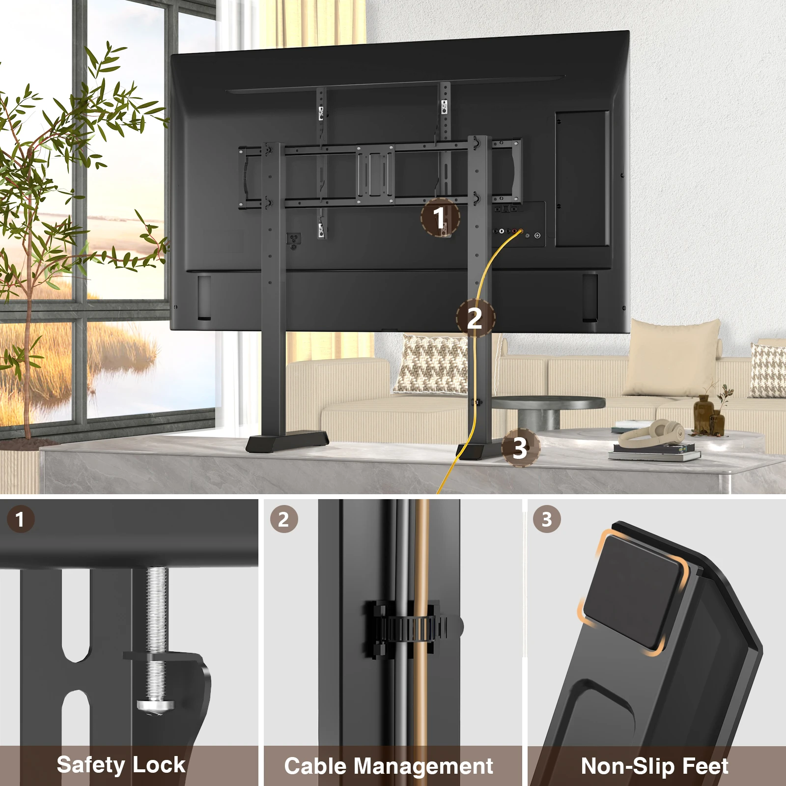 Universal White TV Legs, TV Stand with 90 Inch VESA Mount, Portable ...
