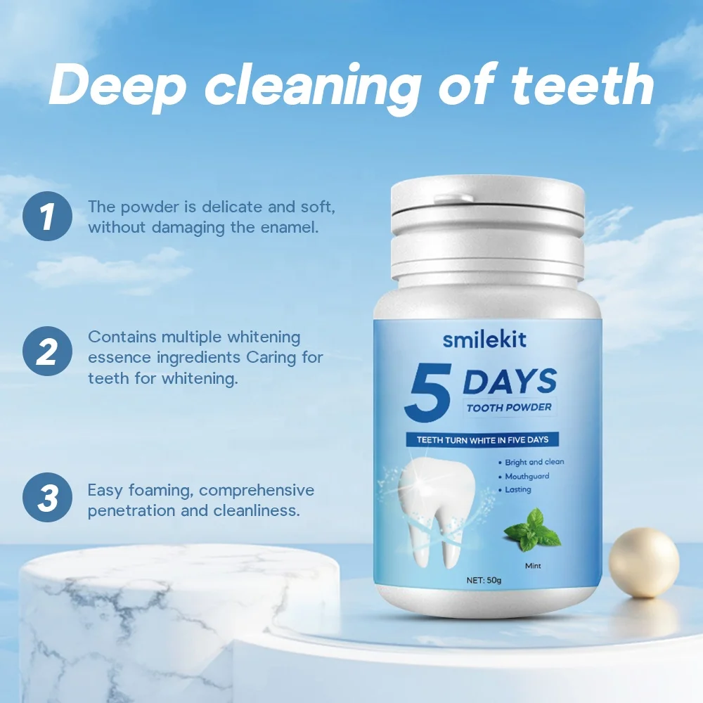 Smilekit Customized Logo Mint Flavor Tooth Whitening 5 Day Powder