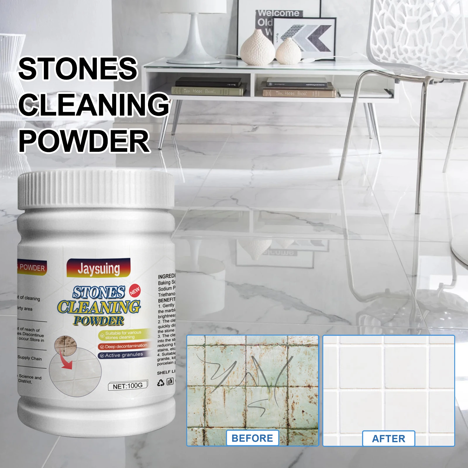 Jaysuing Bath Tile Cleaner Kitchen Stains Shower Tile Cleaner Polishing ...