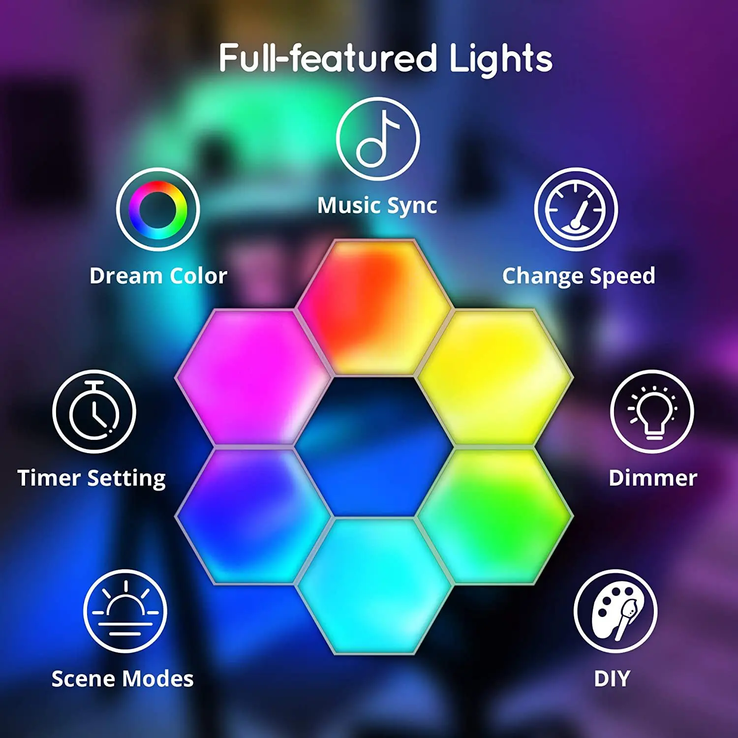 Music Sync Wall Mounted Honeycomb Quantum Light Smart Remote App ...